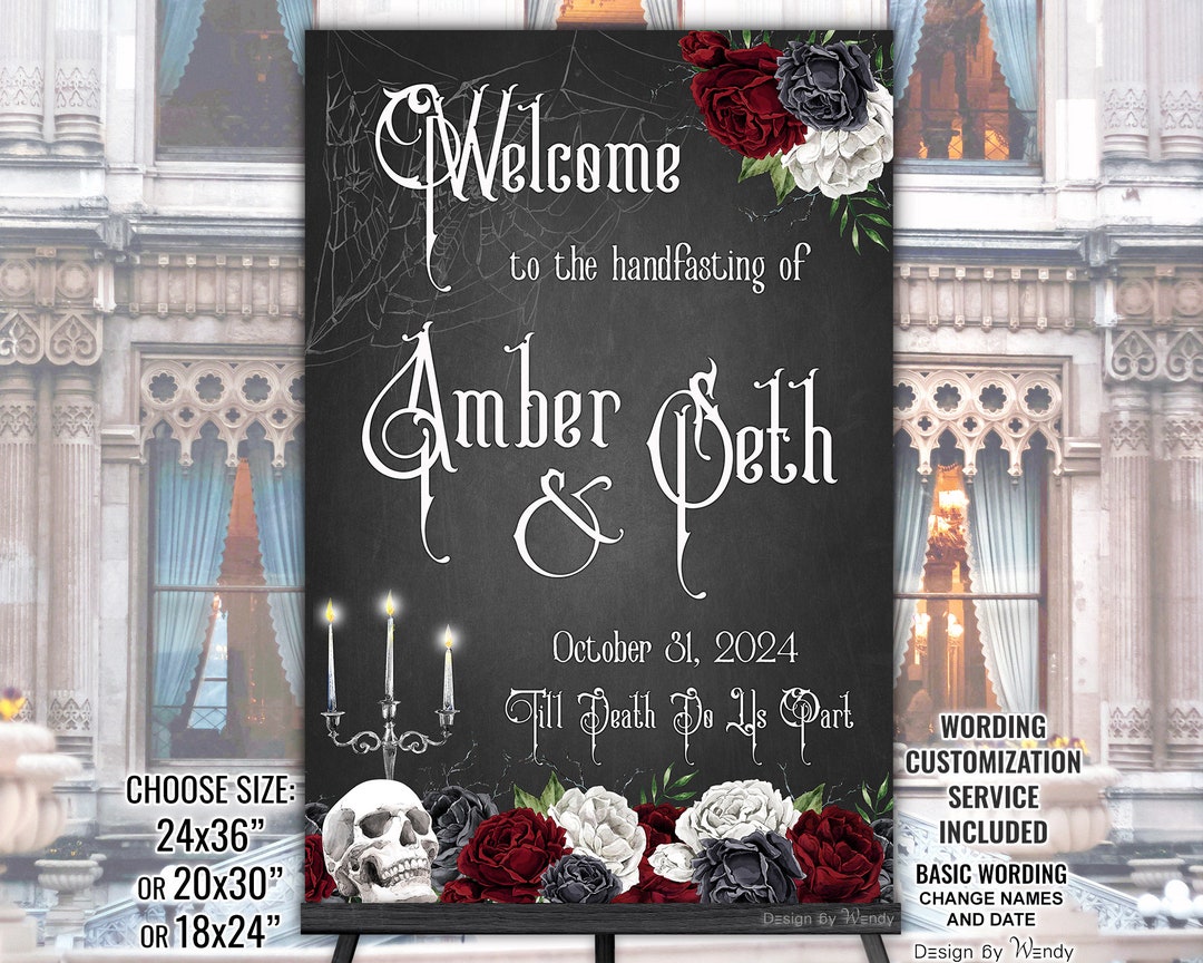 Custom Gothic Welcome Sign, Skulls and Roses. We Edit, Gothic Birthday ...