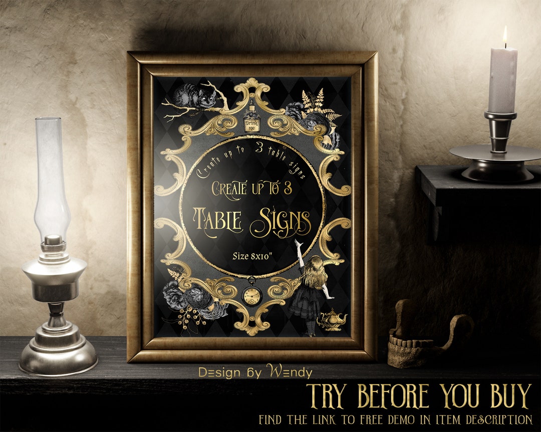 Alice in Wonderland Editable Sign. Custom Wording Wedding or Party Sign ...