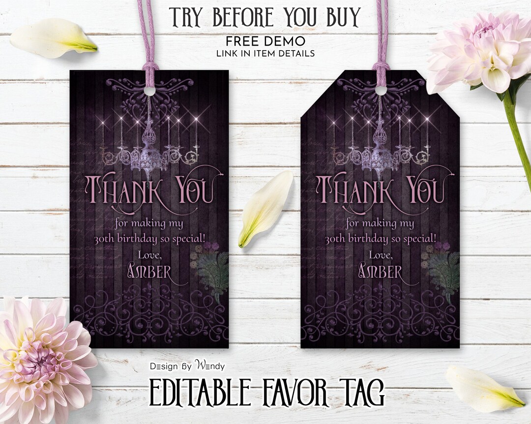 Moody Victorian Gift Tag Template. Gothic Chic Favor Tags, Lace ...