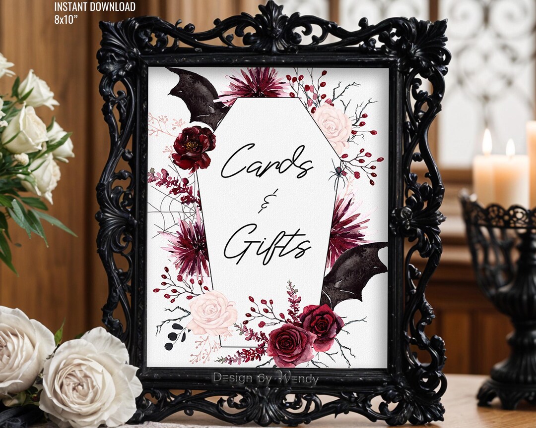 Cards & Gifts, Gothic Coffin Sign. Instant Download Halloween Wedding ...