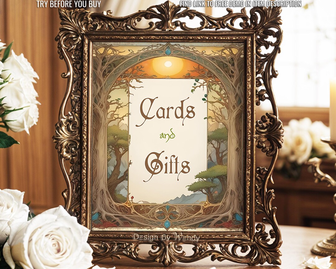 Fantasy Wedding Table Sign Template. Editable Art Nouveau Cards & Gifts ...
