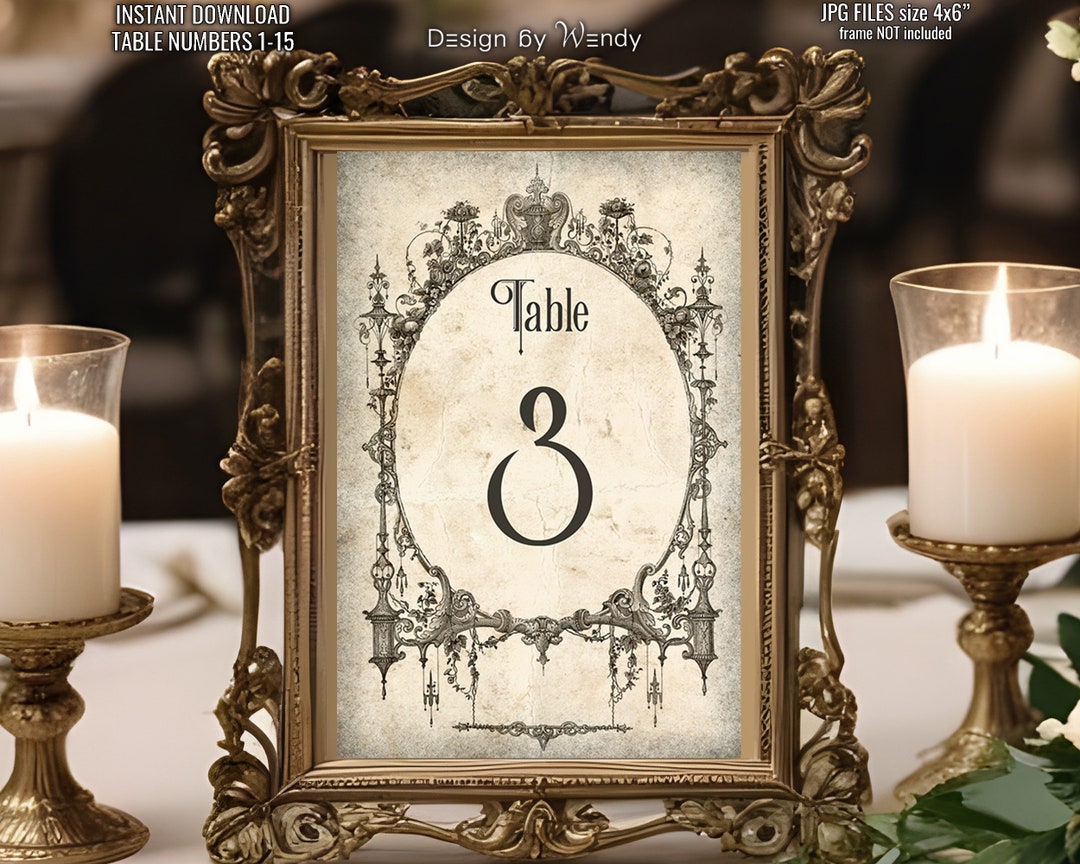 Victorian Wedding Table Numbers. Instant Download Romantic Vintage ...
