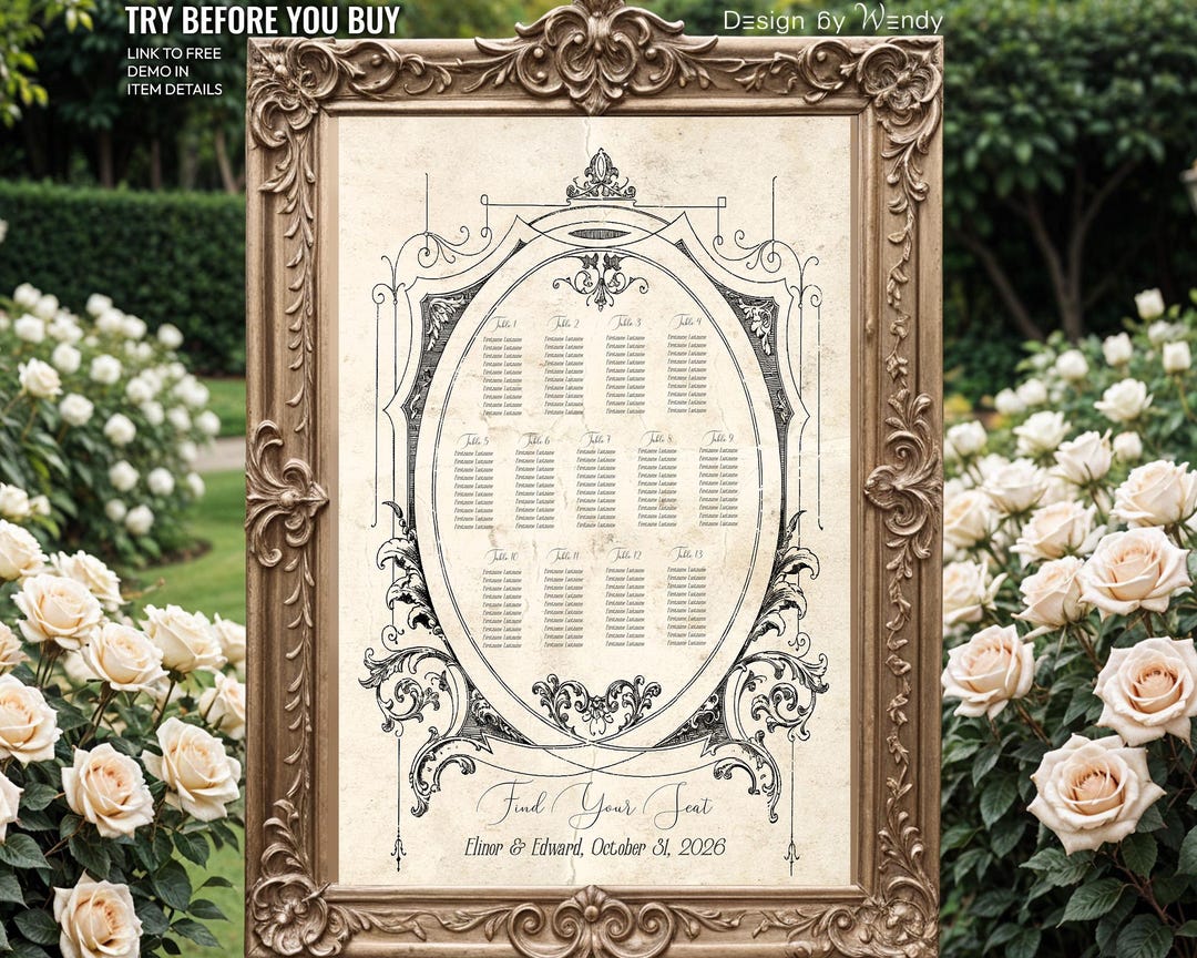 Victorian Wedding Seating Chart Template, Inspired by Jane Austen ...