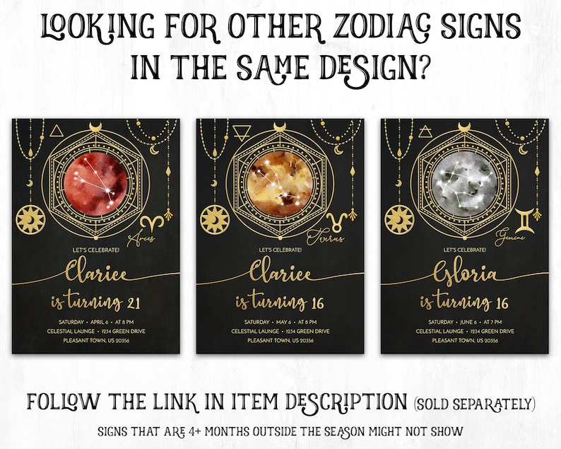Gemini Zodiac Birthday Invitation Editable Invitation - Etsy