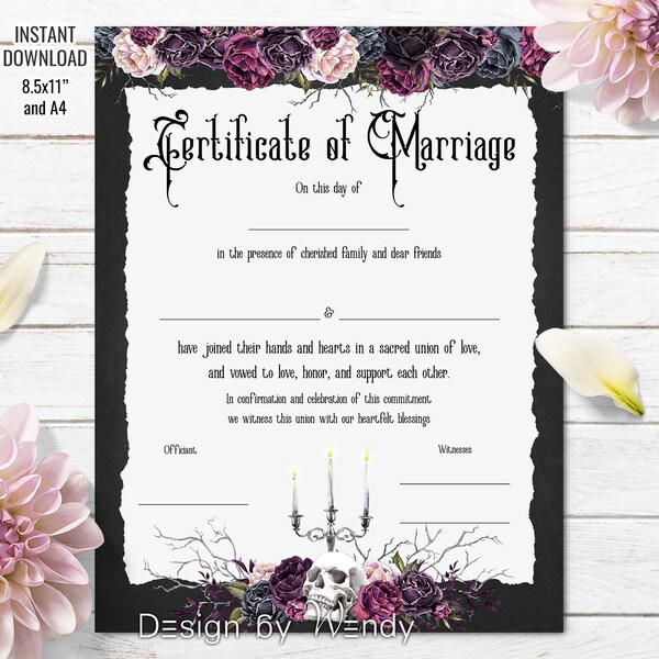 Marriage Certificate - Etsy
