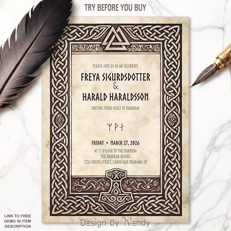 Viking Wedding Invitations - Etsy