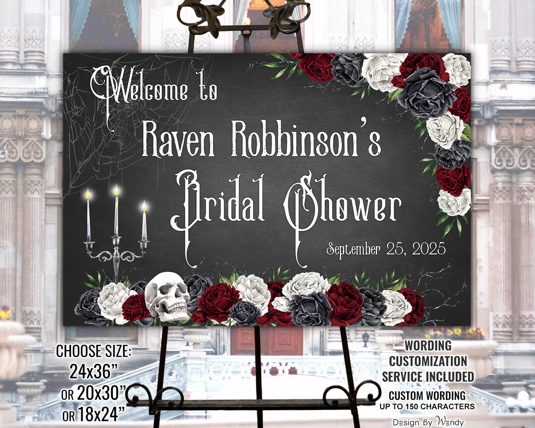 Gothic Birthday or Shower Welcome Sign With Custom Wording (we Edit ...