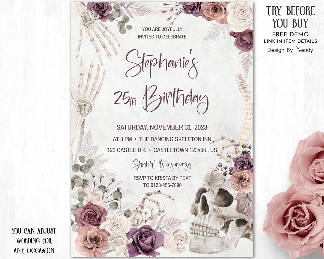 Pastel Goth Birthday Invitation Template. Whimsigoth Birthday - Etsy