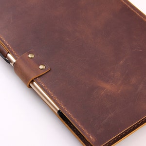 Leather Steno Pad 6x9 Holder, Folio Cover Compatible With Rocketbook ...