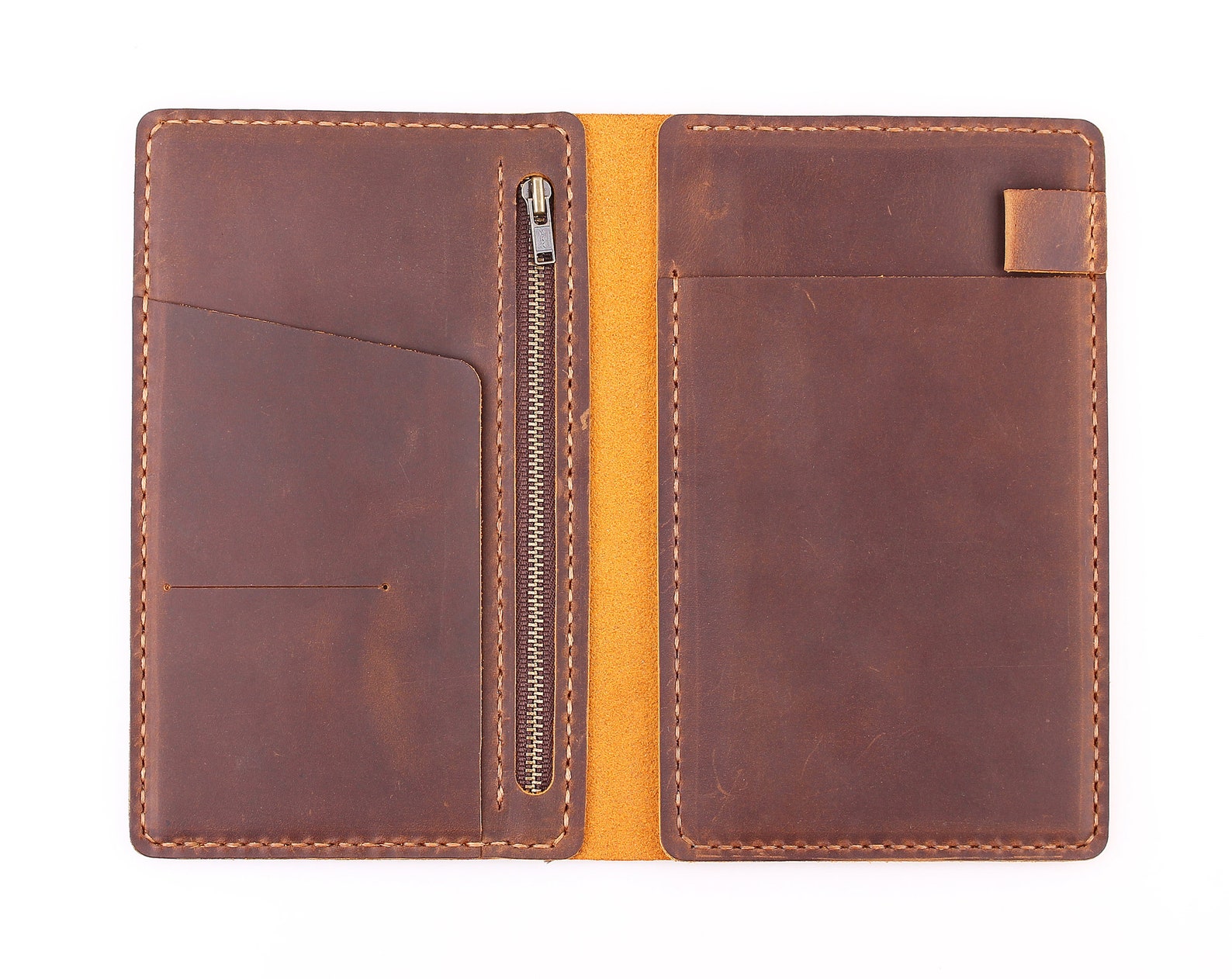 Handmade Server Book Organizer With Zipper Pocket Leather - Etsy