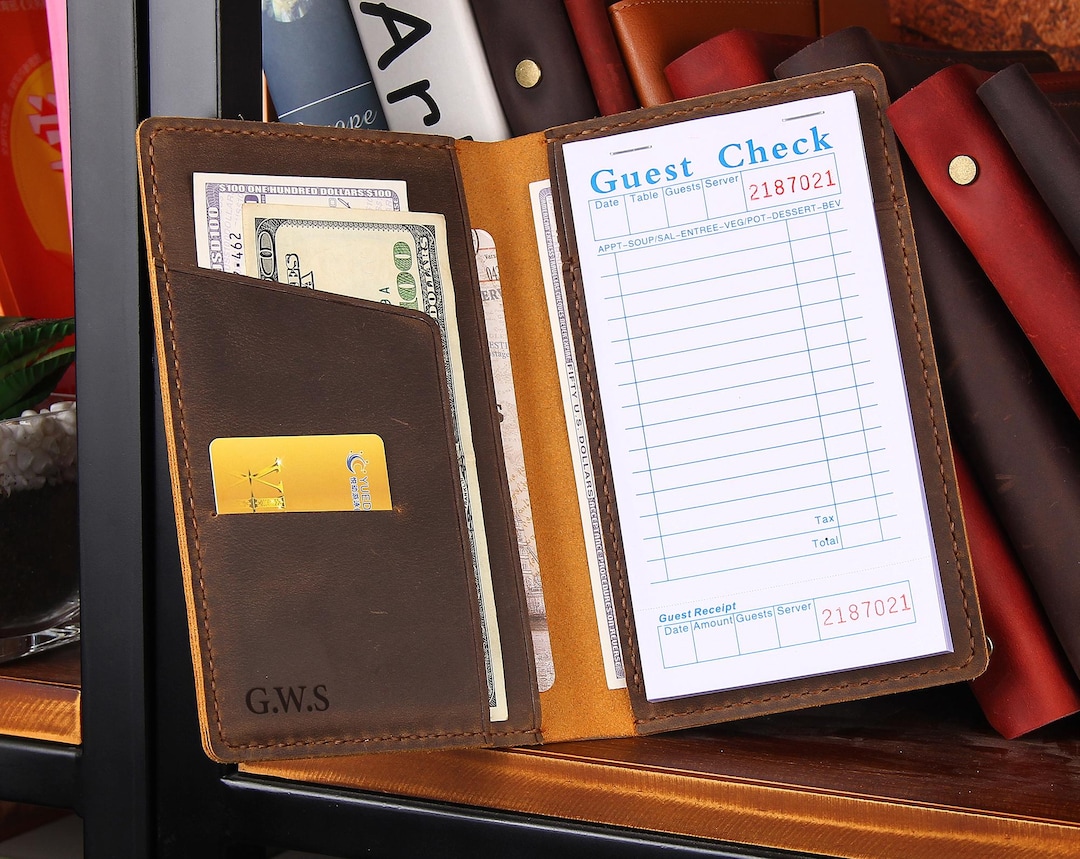 Leather Server Books for Waitress, Handmade Leather Waiter Book Server ...
