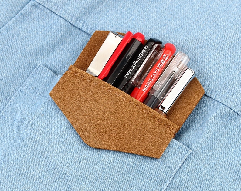 Personalzied Leather Pocket Protector Handmade Pen Pocket - Etsy