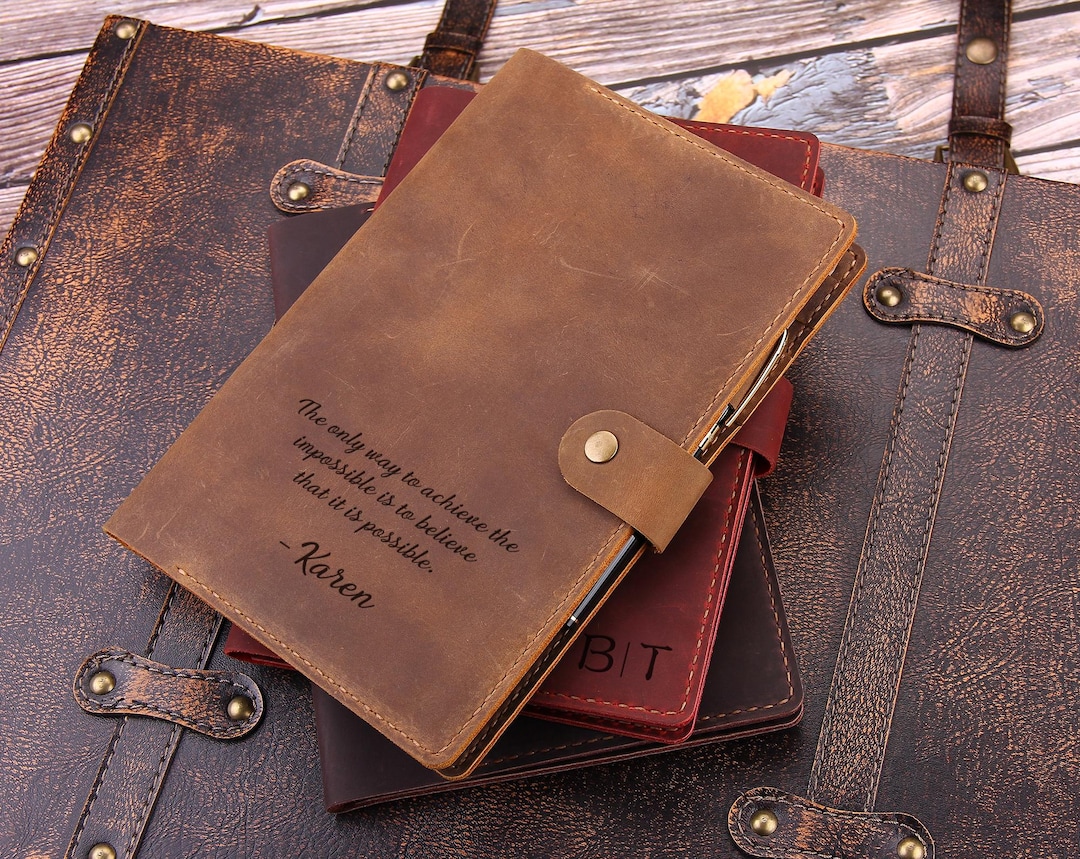 Leather Steno Pad 6"x9" Cover, Personalized Leather Folio Cover ...
