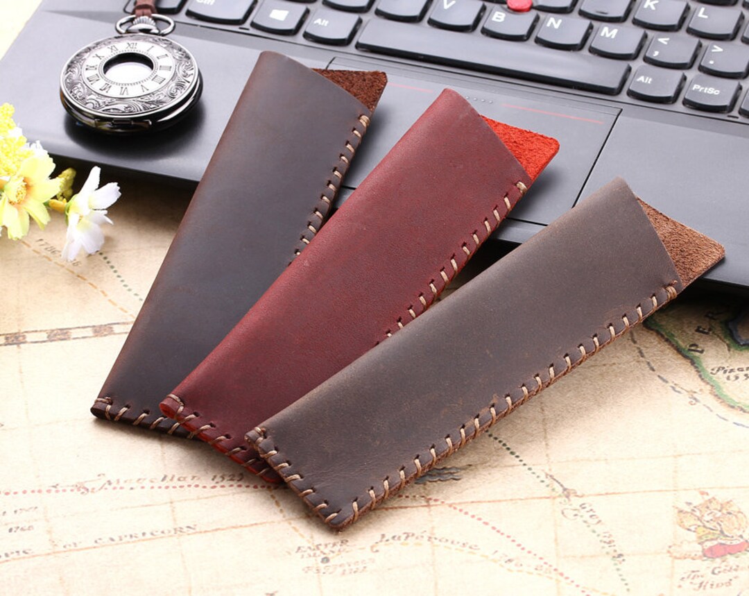 Custom Leather Pencil Holder, Fountain Pen Sleeve, Handmade Leather Pen ...