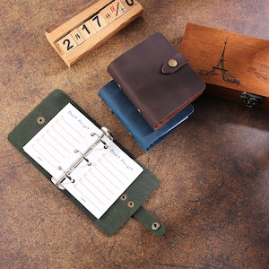 A9 Genuine Leather Journal, Handmade Binder Ring Refillable Planner ...