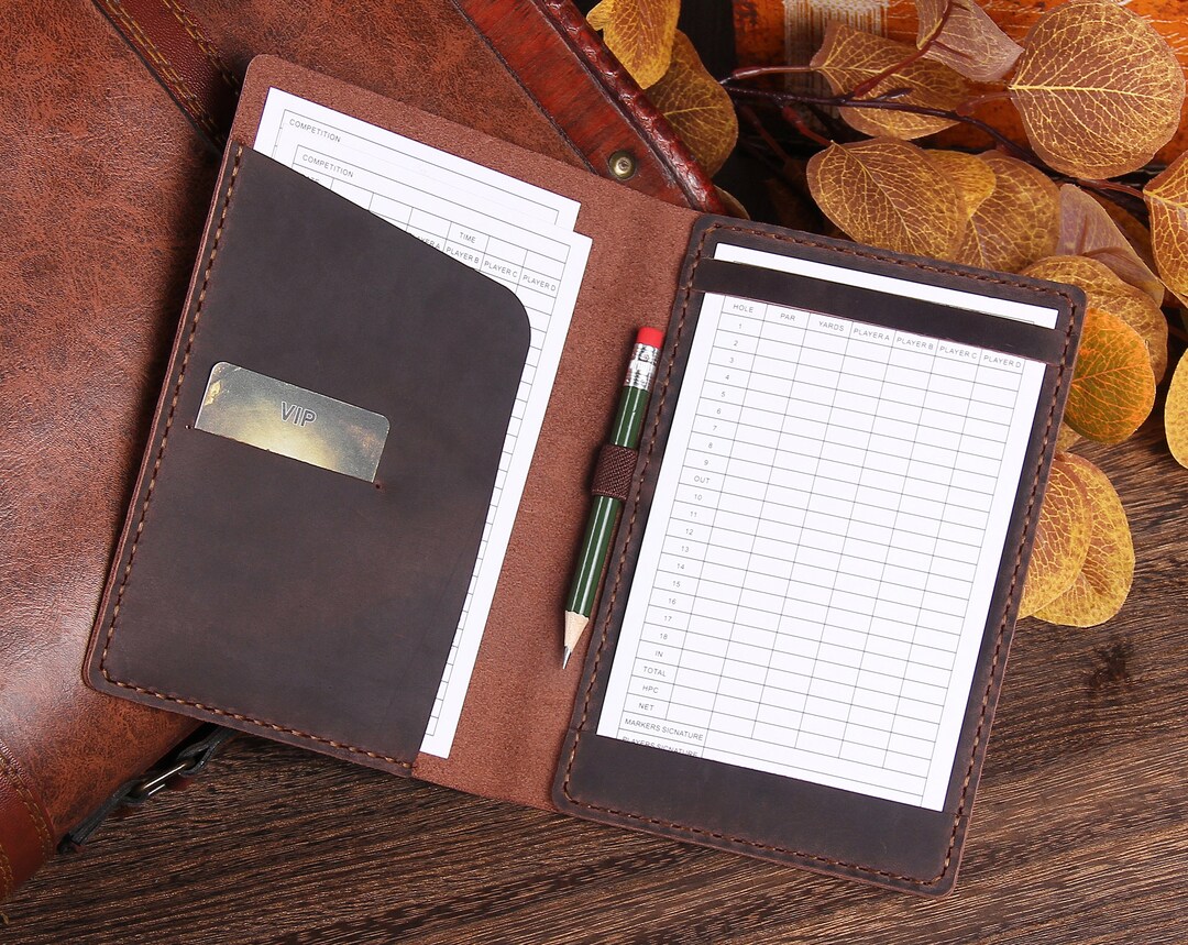 Leather Yardage Book Cover Personalized Golf Scorecard & - Etsy