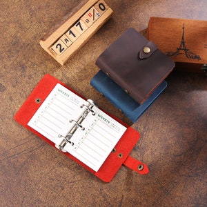 A9 Genuine Leather Journal, Handmade Binder Ring Refillable Planner ...