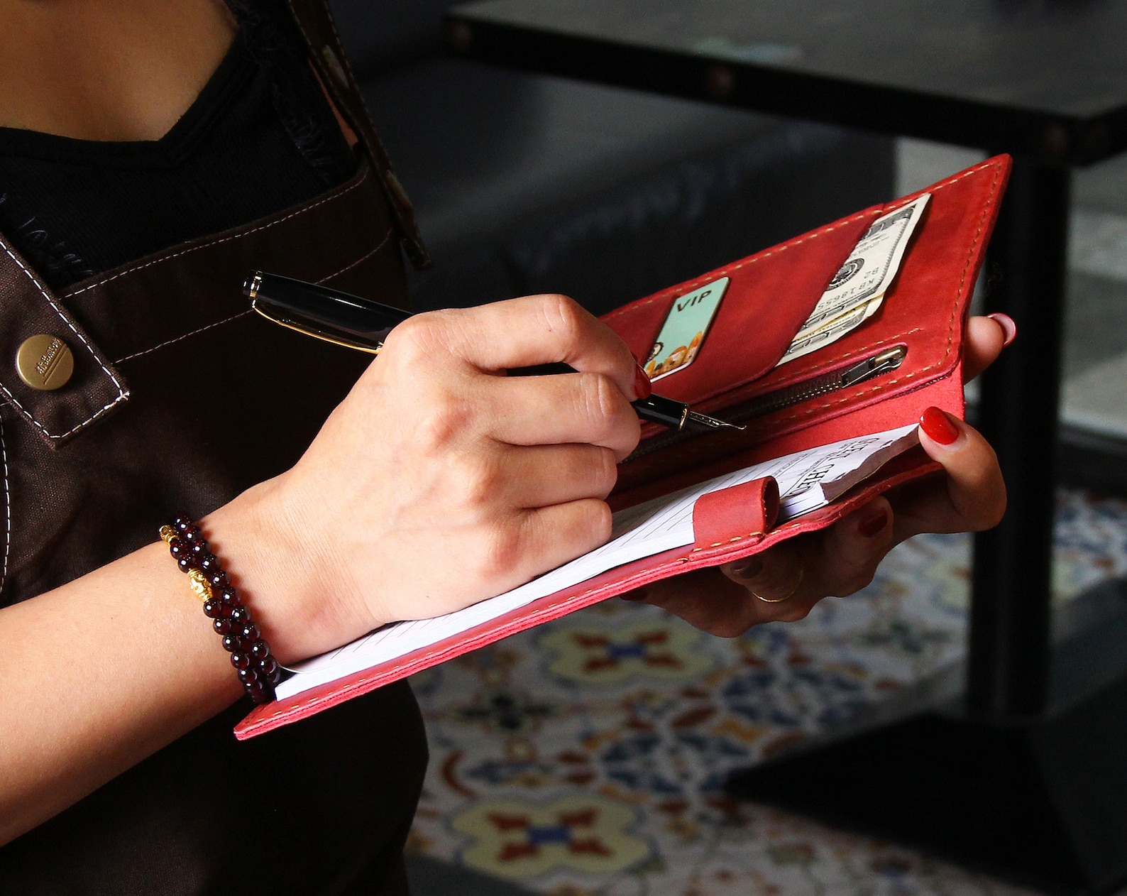 Handmade Server Book Organizer With Zipper Pocket Leather - Etsy