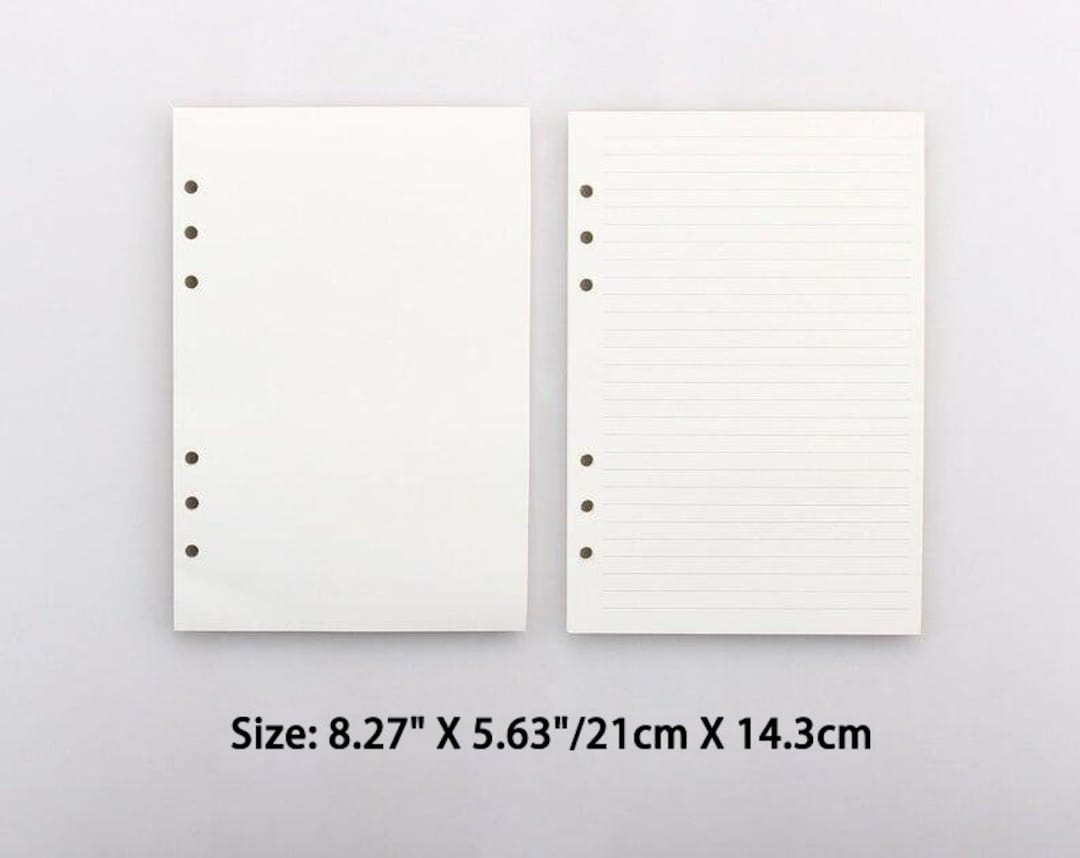 6 Holes Refill Paper for A5 Ring Binder Notebook, Paper Size 8.27 X 5. ...