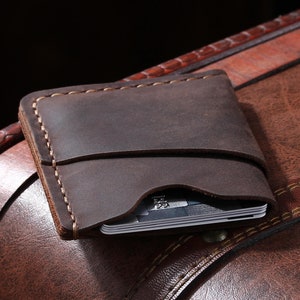 Slim Leather Card Holder Leather Card Wallet Minimalist - Etsy