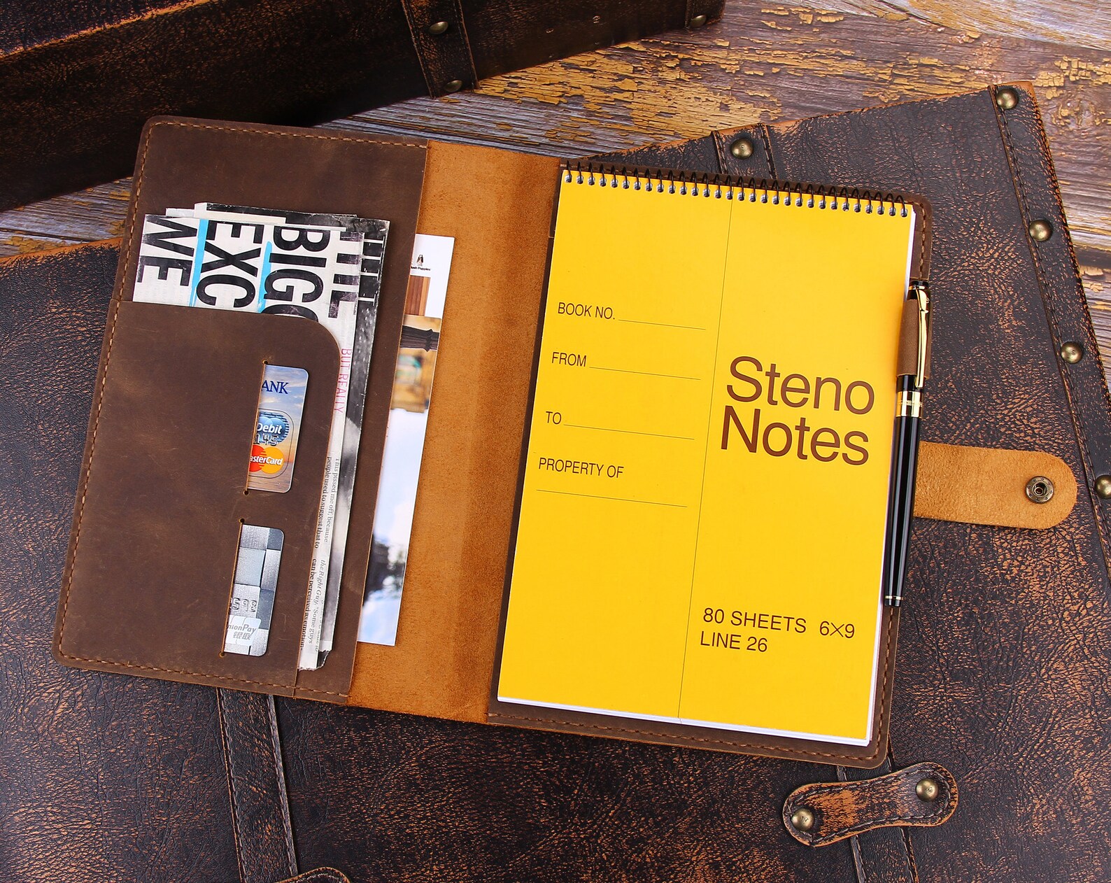 Personalized Leather Cover for Tops Steno Pad 6x9, Folio Cover ...