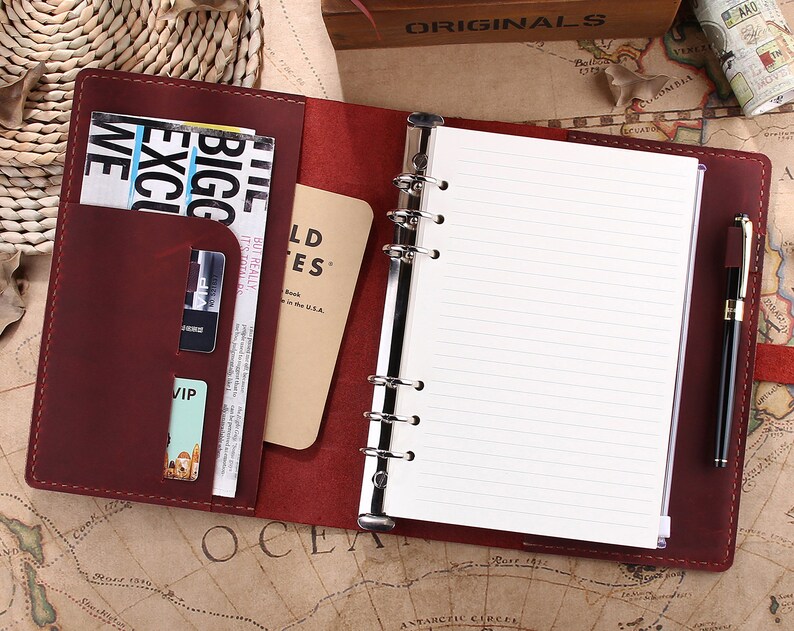 A5 Size Genuine Leather Travel Journal Personalized Ring - Etsy
