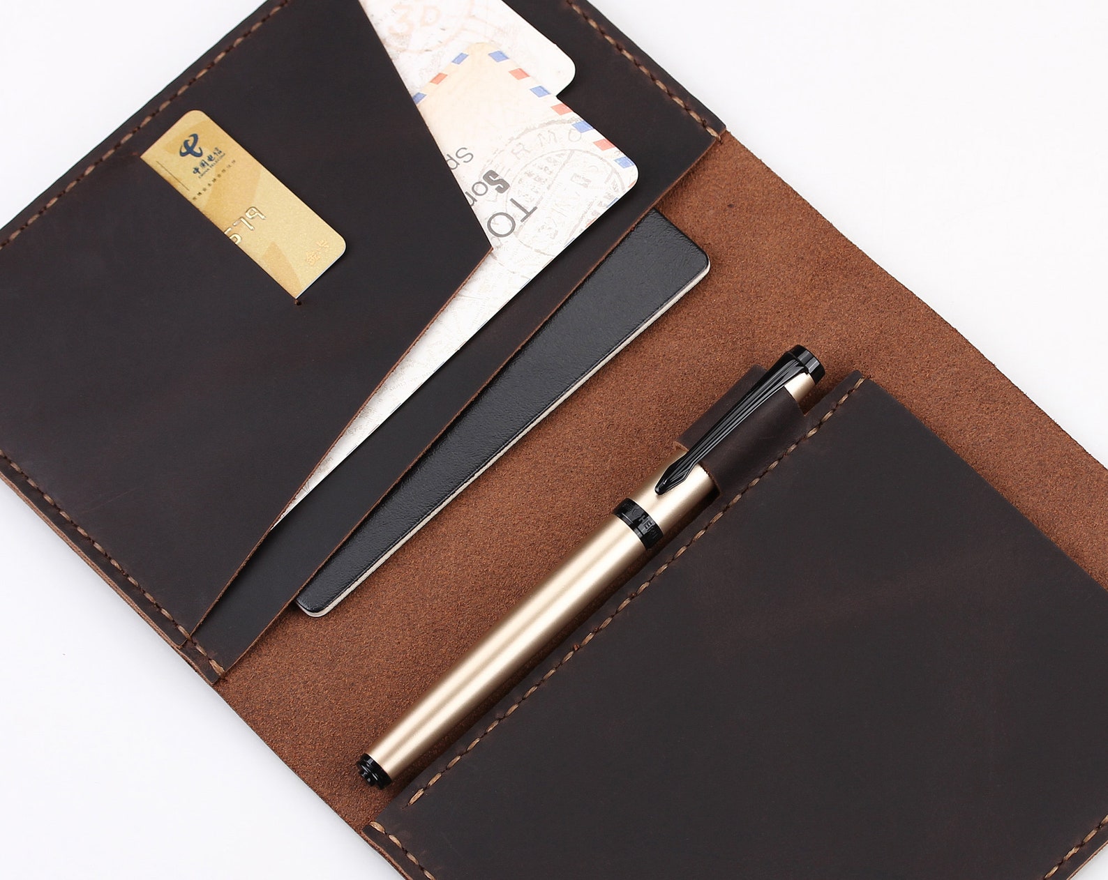 Handmade 4"x6" Top Bound Notebook Cover, Personalized Vintage Leather ...