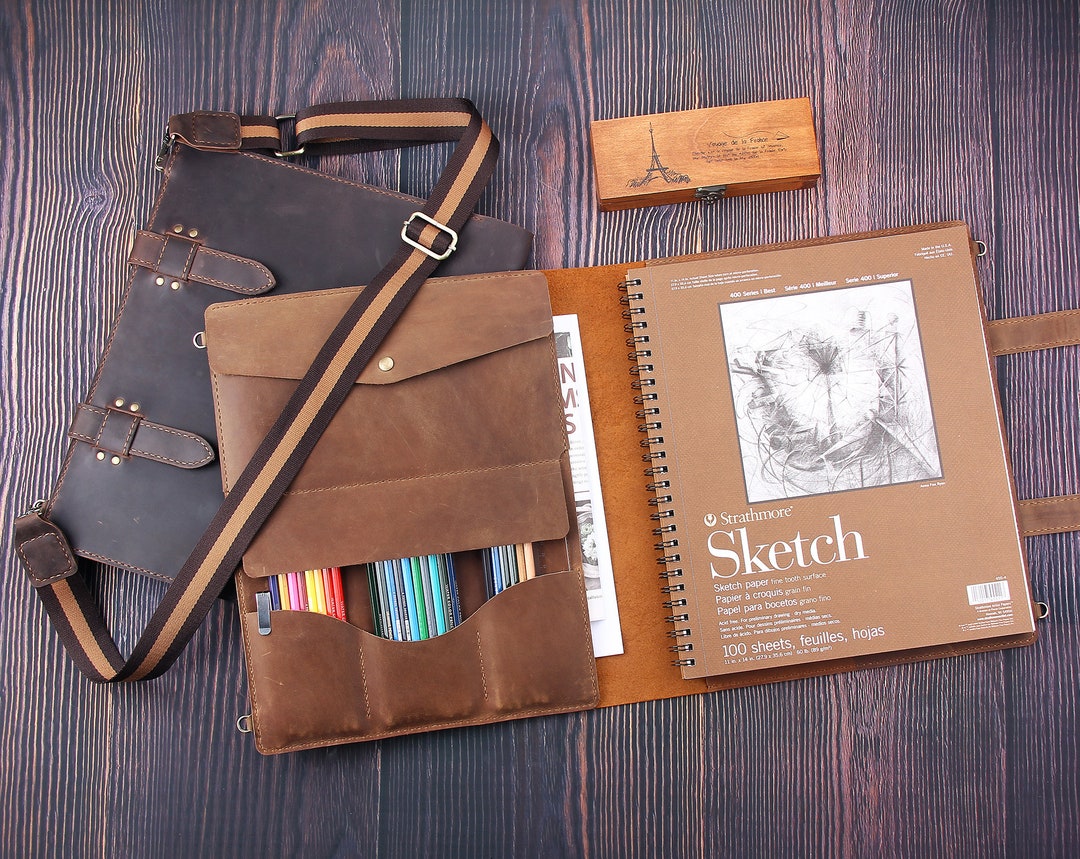 Leather Sketchbook Cover for 11x14 Sketch Paper, Custom Artists Gifts ...
