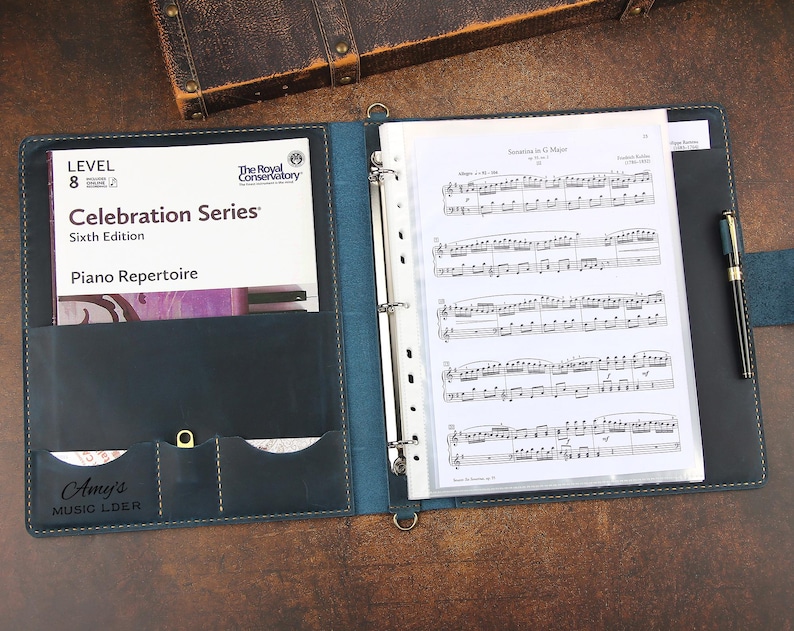 Personalized Sheet Music Folder, Handmade Leather Muisc Sheet Folder ...