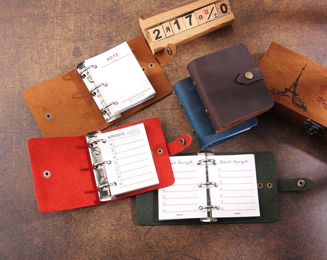 A9 Genuine Leather Journal, Handmade Binder Ring Refillable Planner ...