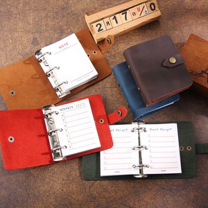 A9 Genuine Leather Journal, Handmade Binder Ring Refillable Planner ...