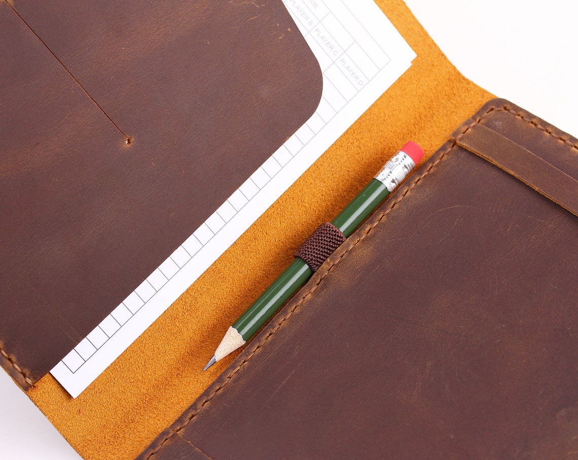 Leather Yardage Book Cover Personalized Golf Scorecard & - Etsy