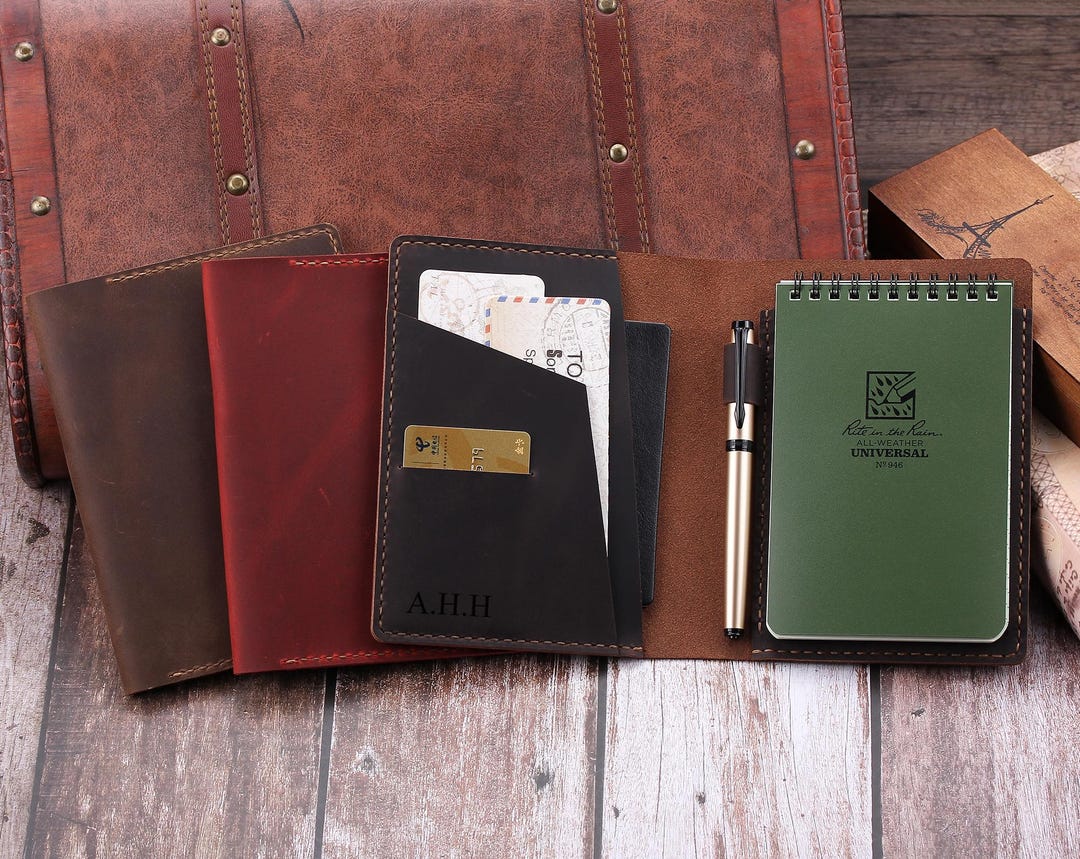 Personalized 4" X 6" Top Bound Notebook Cover, Custom Leather Cover for ...