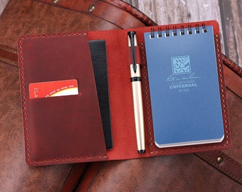 Small Leather Cover for A7 or A6 Size Notebook With Pen - Etsy