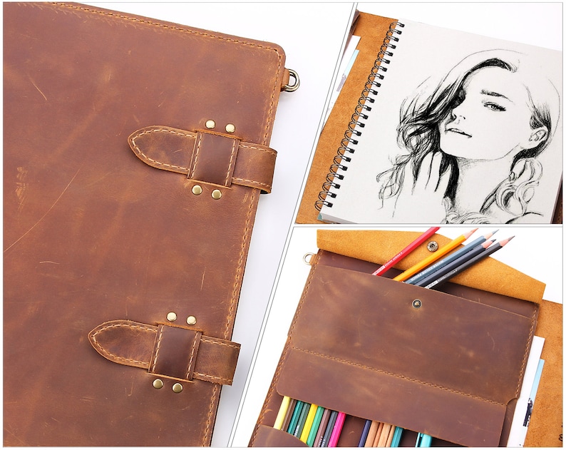 Handmade Leather Sketchbook Cover Personalized Artists Gifts - Etsy