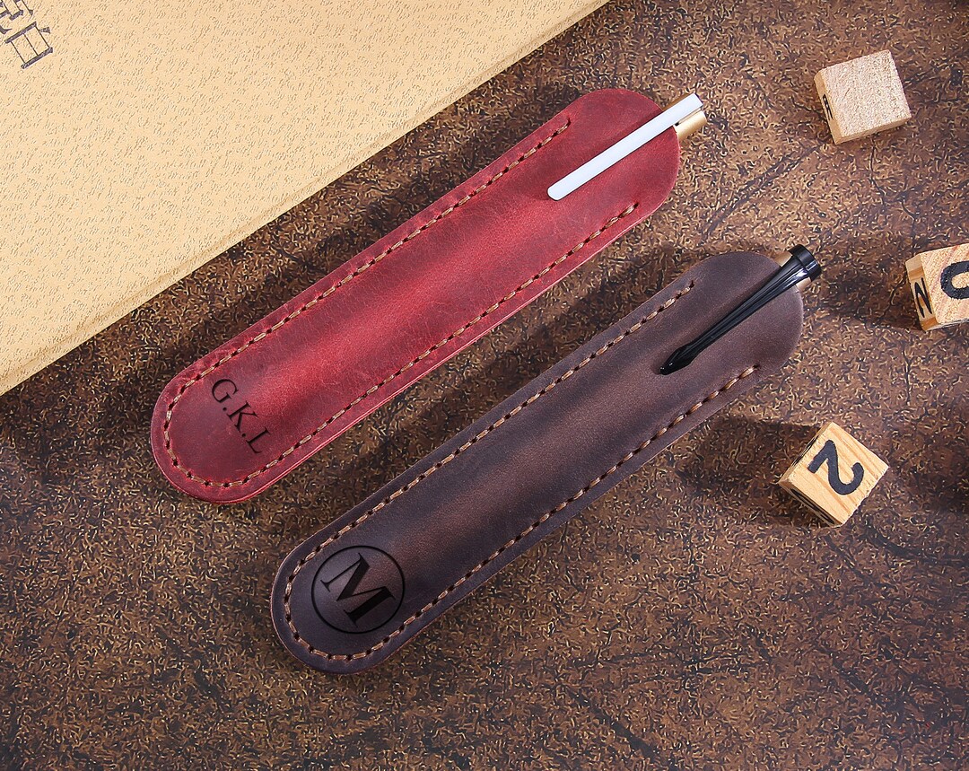 Personalized Leather Pen Case, Simple Pen Pencil Pouch Pen Holder ...