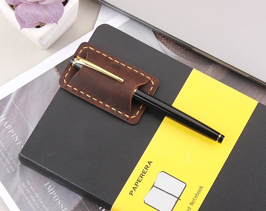 Handmade Leather Pen Holder Clip for Books & Notebooks, Personalized ...