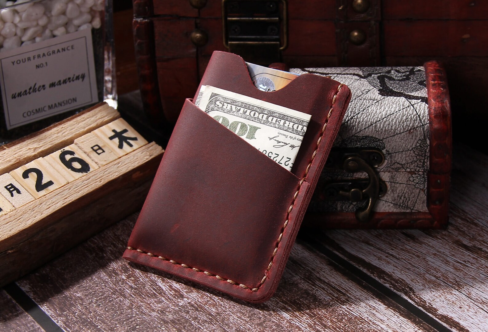 Personalized Leather Card Holder Handmade Slim Engraved | Etsy