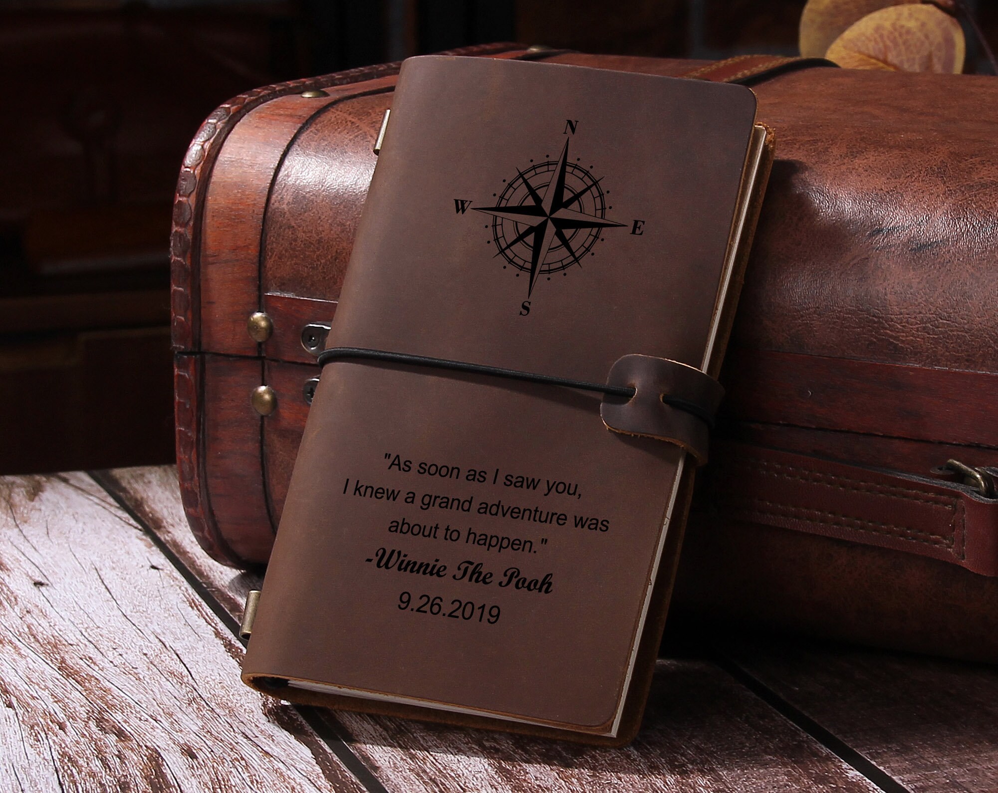 Custom Text Travel Journal Writing Notebook Engraved Leather | Etsy