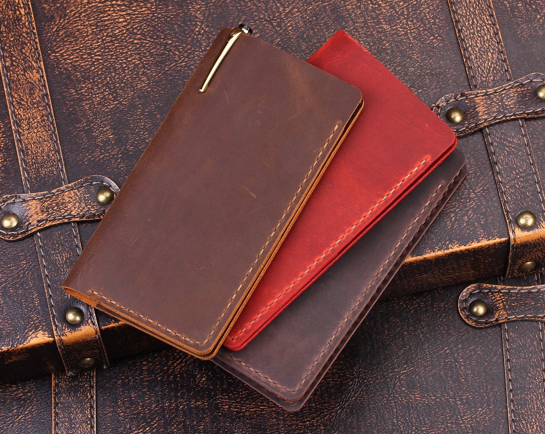 Handmade Real Leather Checkbook Cover, Distressed Leather Custom Check ...