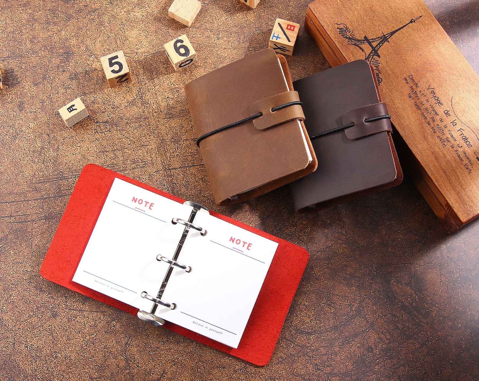A9 Genuine Leather Refillable Planner, Personalized 3-ring Binder Mini ...