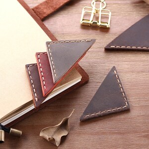 Set of 2 Vintage Leather Bookmark, Personalized Handmade Leather Corner ...