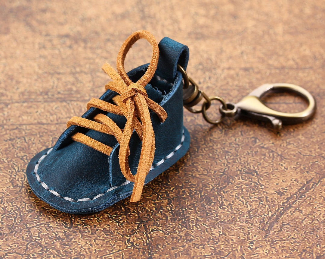 Handmade Leather Mini Shoe Keychain, Custom Leather Keyring, Leather ...