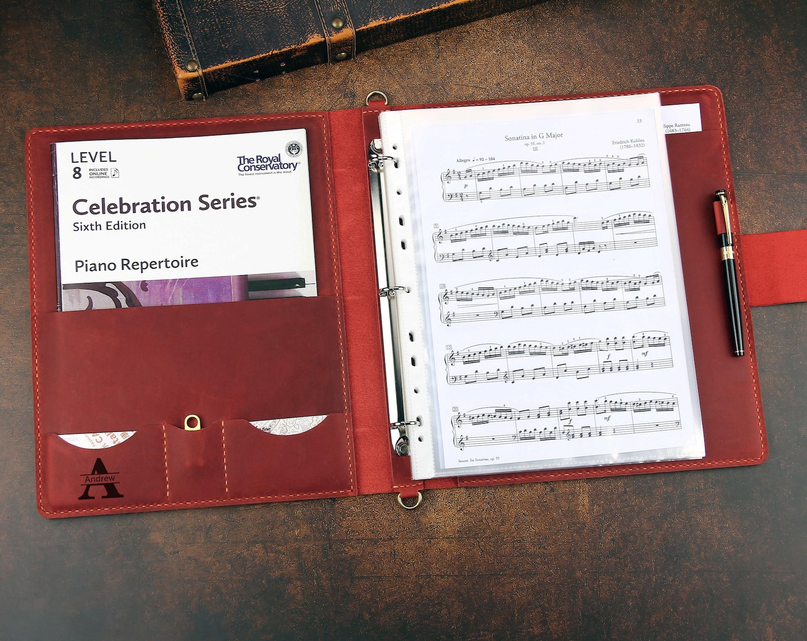 Personalized Sheet Music Folder, Handmade Leather Muisc Sheet Folder ...