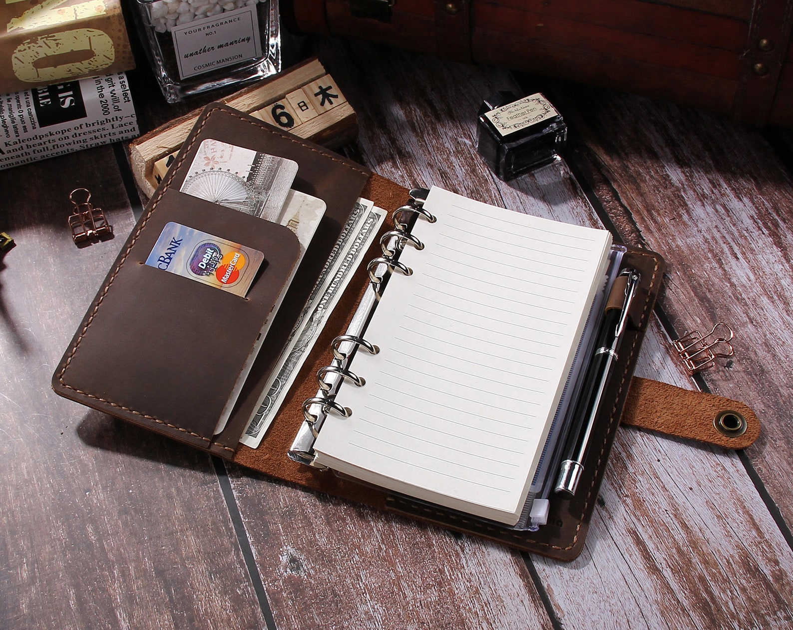 Genuine Leather A6 / 4.1x5.8 Diary Planner Notebook, Handmade Leather ...