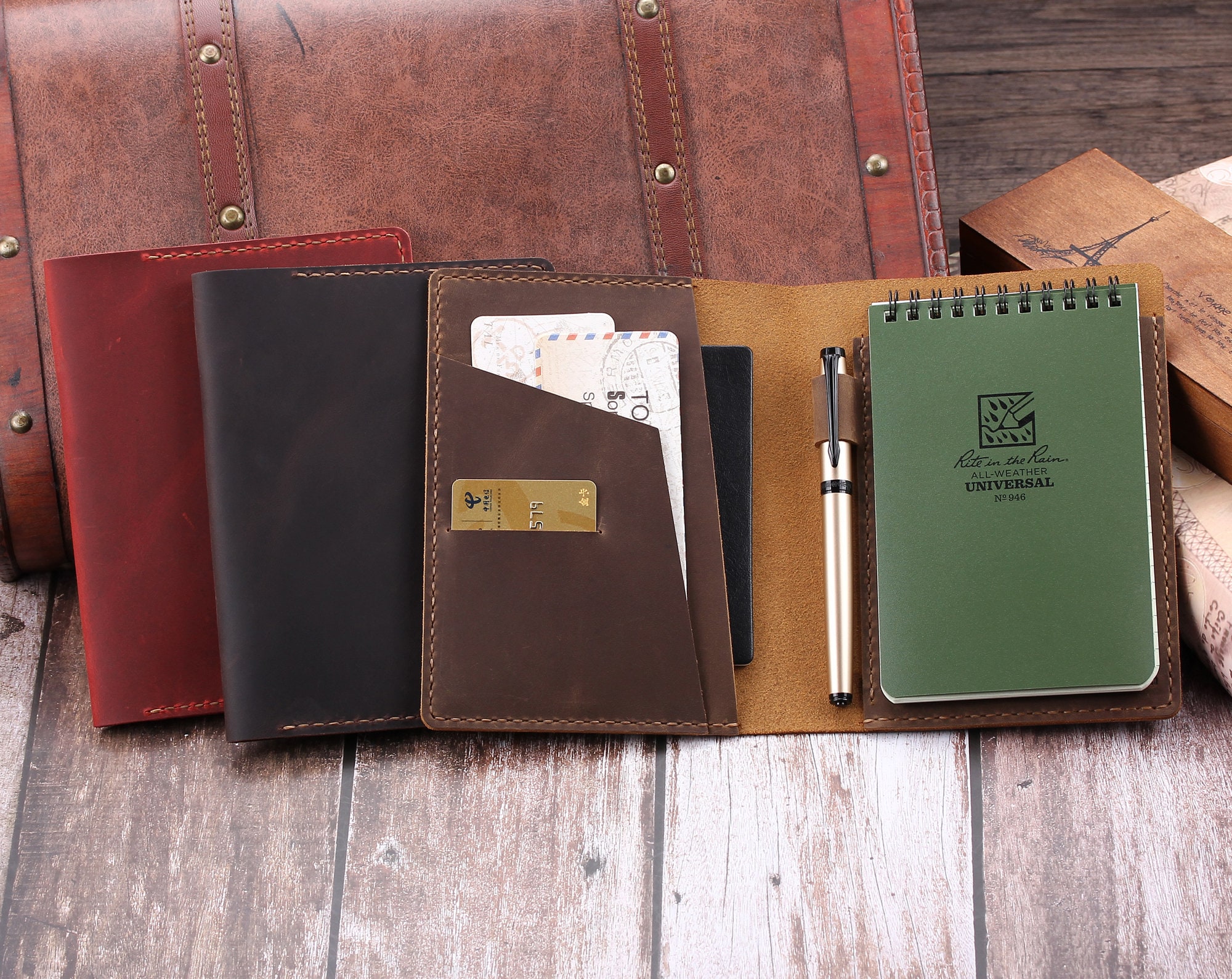 Handmade Top Bound Notebook Cover, Personalized Leather Notepad Holder, Vintage Leather Cover ...