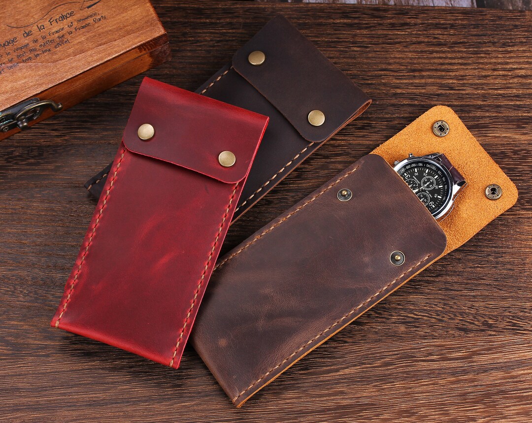 Personalized Leather Watch Case, Travel Accessories, Watch Storage ...