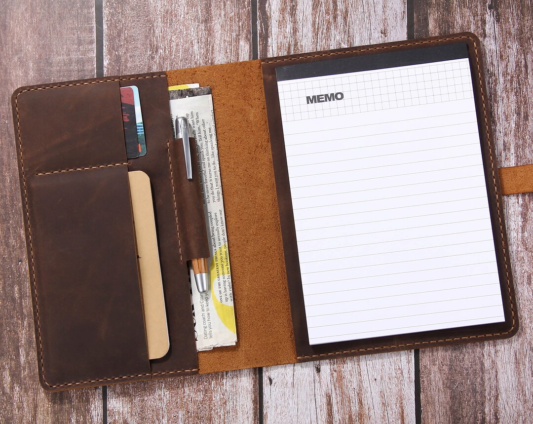 Leather Portfolio, A5 Padfolio Case, Handmade Leather Portfolio 5x8 ...