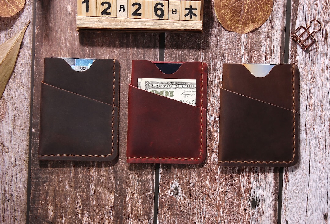 Slim Leather Card Holder Leather Card Wallet Minimalist - Etsy