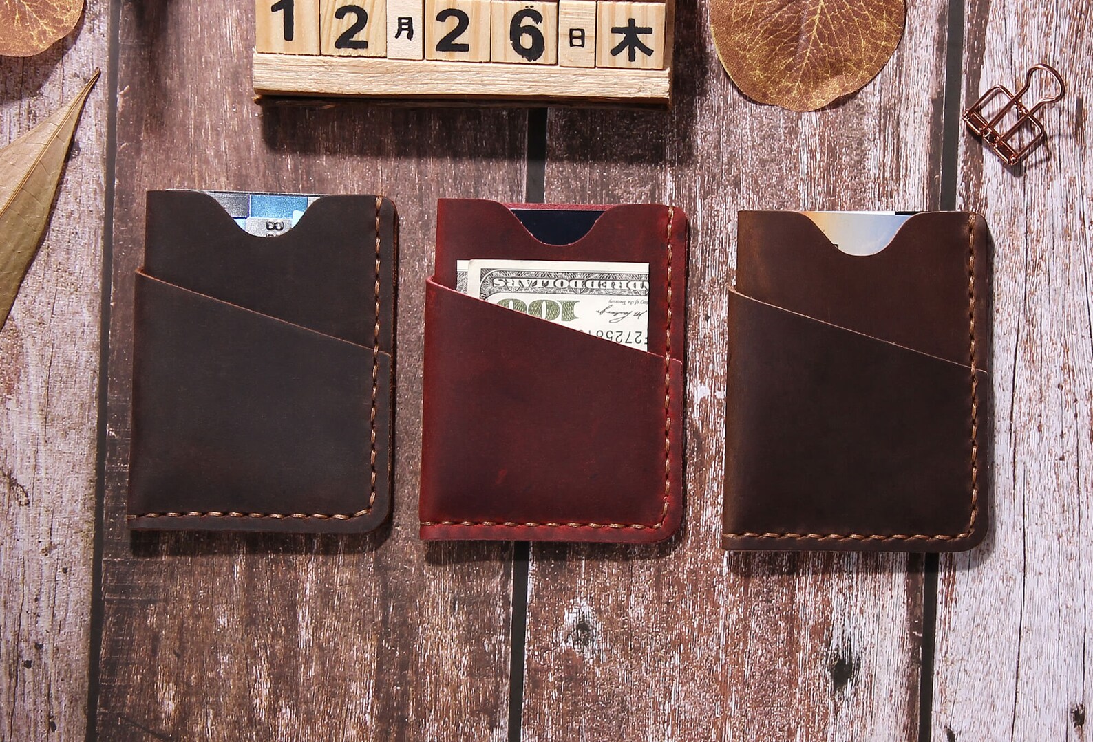 Slim Leather Card Holder Leather Card Wallet Minimalist | Etsy